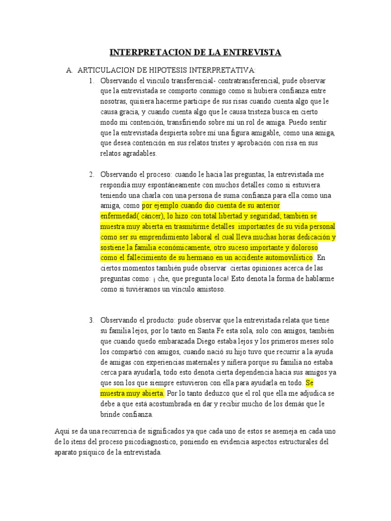 Interpretacion de La Entrevista | PDF