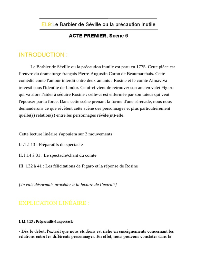 Analyse de la sérénade dans Le Barbier de Séville | PDF