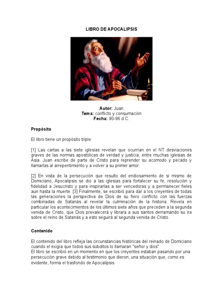 Libro de Apocalipsis Resumen 1 | PDF | Libro de revelación | Juan el ...