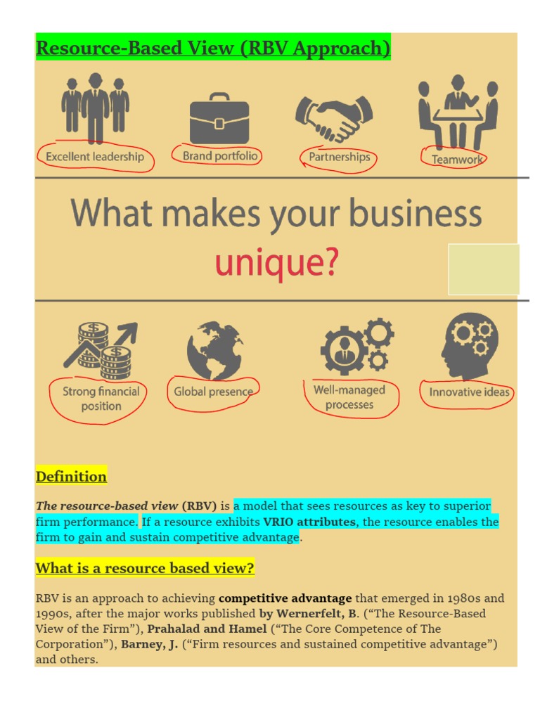 RBV Approach | PDF | Competitive Advantage | Strategic Management