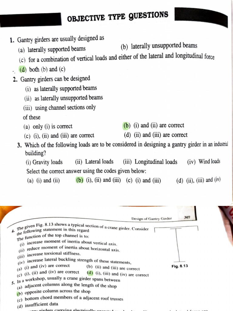 Design of Gantry Girder MCQ | PDF | Beam (Structure) | Crane (Machine)
