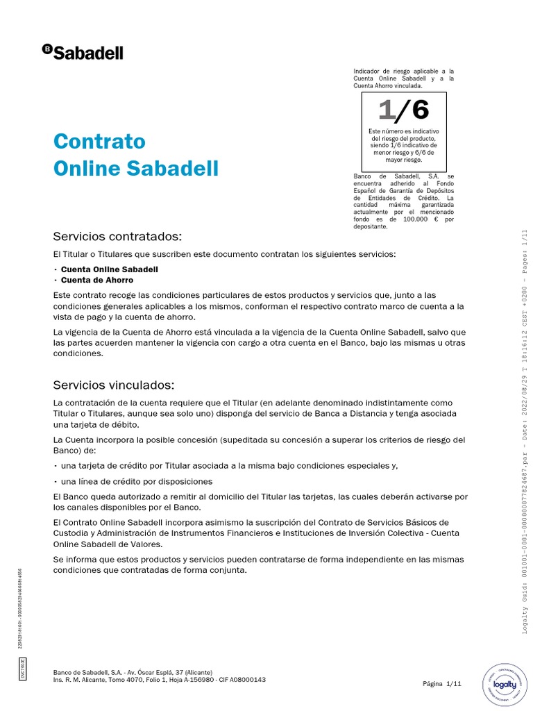 Cuenta Online Sabadell | PDF | Bancos | Privacidad de la información