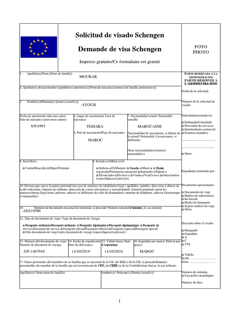 Demande de Visa Schengen PDF | PDF | Visa de viaje | Gobierno