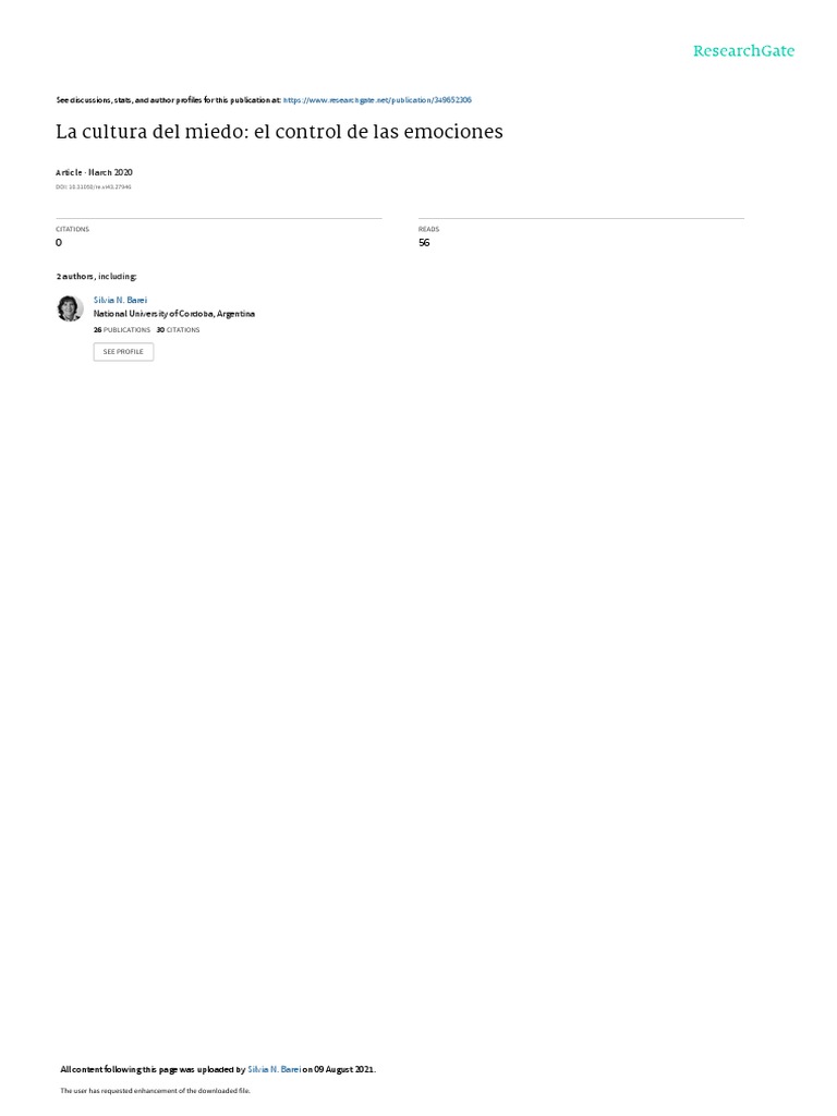 La Cultura Del Miedo El Control de Las Emociones | PDF | Temor | Las ...
