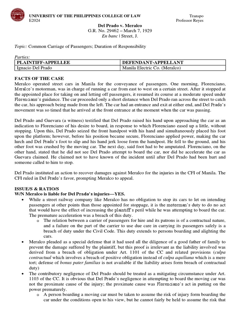 Del Prado v. Meralco | PDF | Negligence | Damages