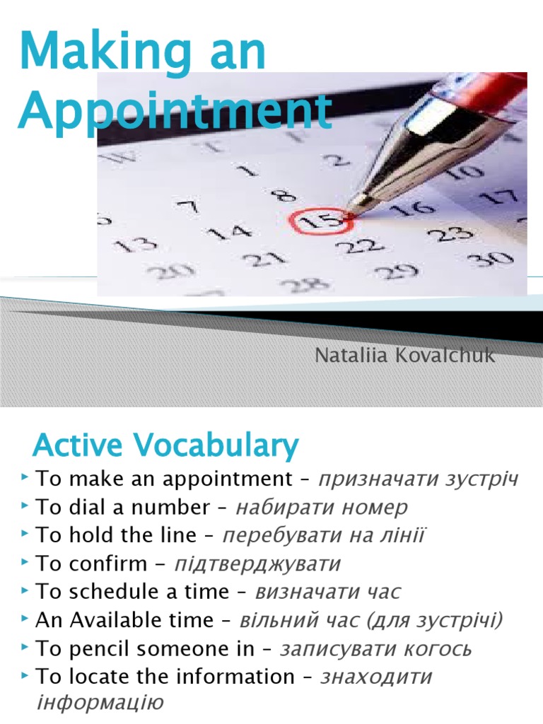 Making An Appointment | PDF