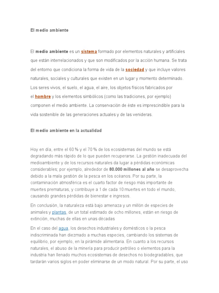 El Medio Ambiente | PDF | Cambio climático | Entorno natural