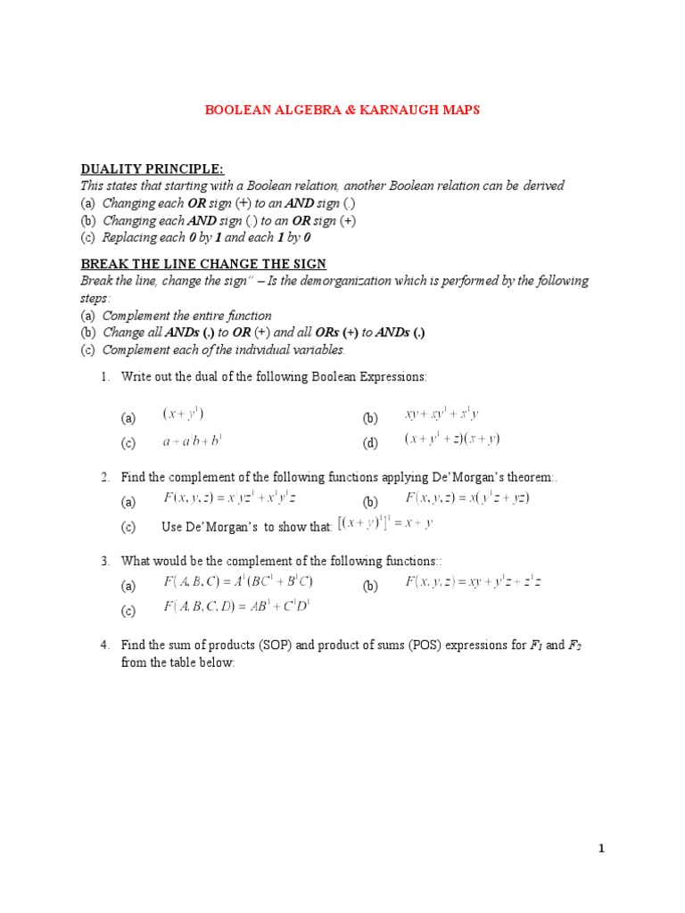 Questions On Boolean Algebra - Karnaugh Map | Download Free PDF | Boolean Algebra | Teaching ...