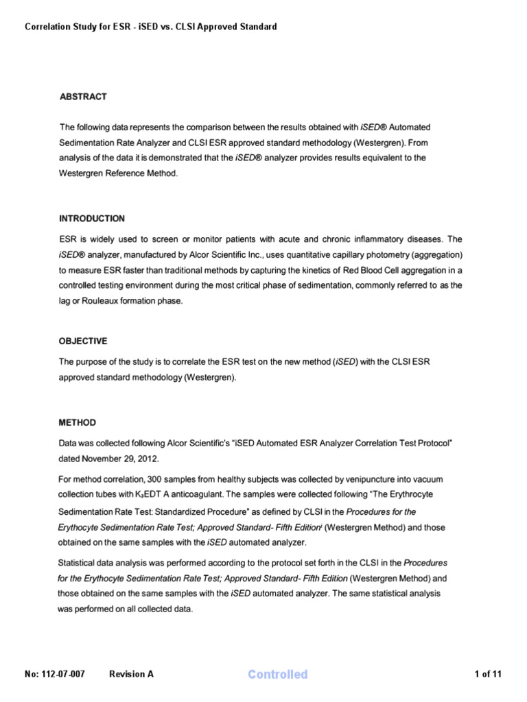 112-07-007 Rev A - iSED Vs CLSI Approved Standard | PDF | Medical ...