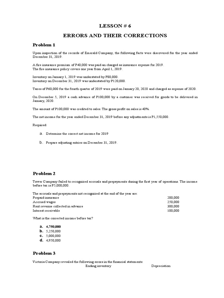 Las# 5 - (Iaa) Error Correction | PDF | Income | Net Income