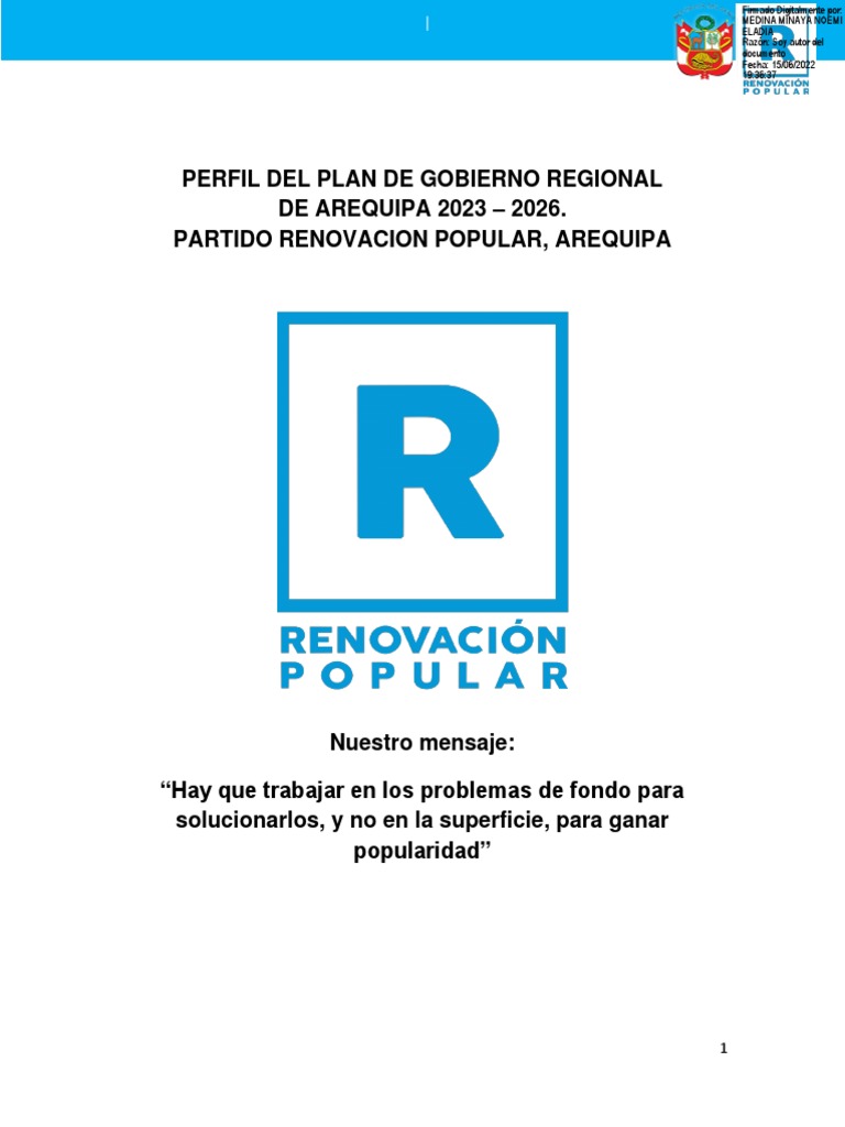 Plan de Gobierno de Renovación Popular | PDF | Hospital | Pobreza
