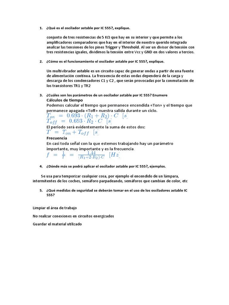 Guía del Oscilador Astable IC 555 | PDF