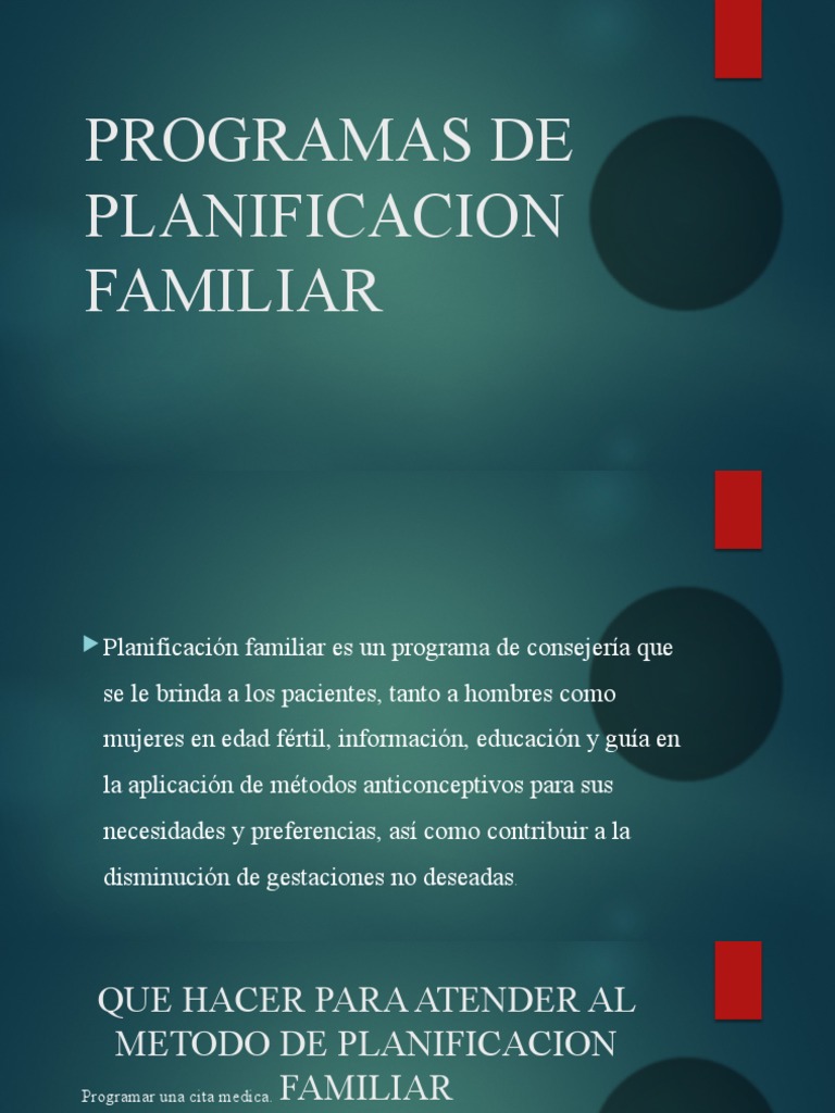 Programas de Planificacion Familiar | PDF | Control de la natalidad | Planificación familiar