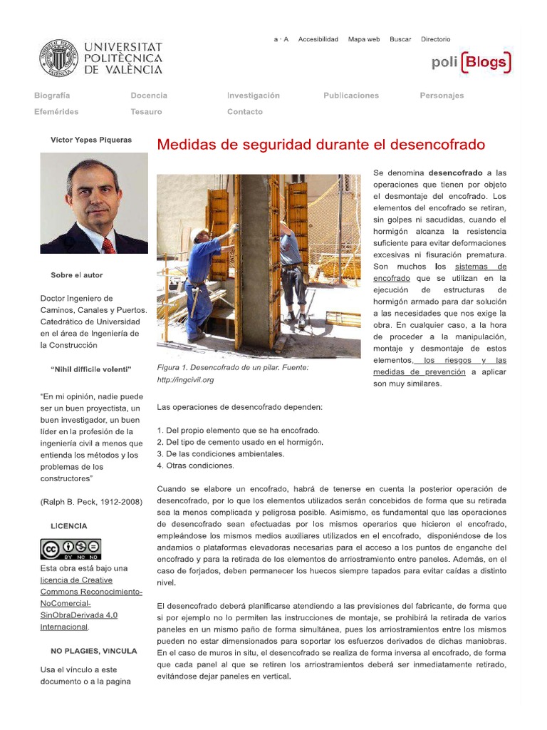 Medidas de Seguridad Durante El Desencofrado - El Blog de Víctor Yepes ... Medidas de Seguridad Durante El Desencofrado - El Blog de Víctor Yepes ...