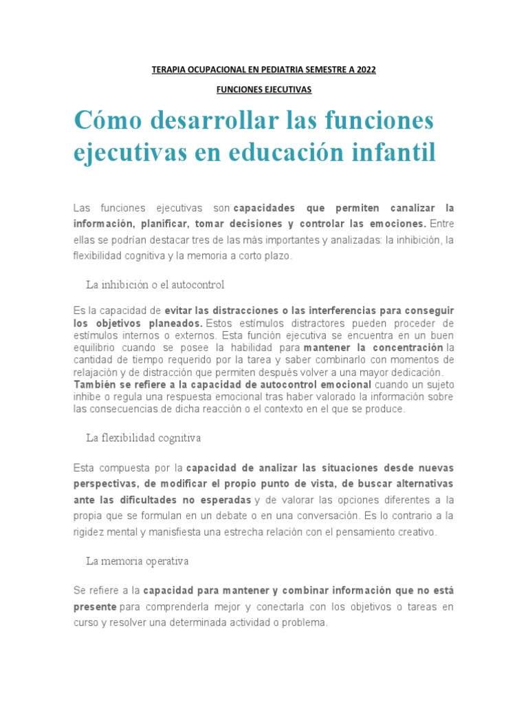 Funciones Ejecutivas | PDF | Funciones ejecutivas | Las emociones