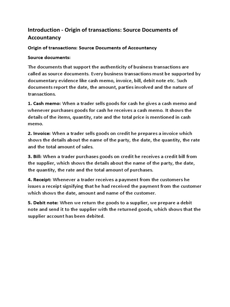 Origin of Transaction | PDF | Invoice | Debits And Credits