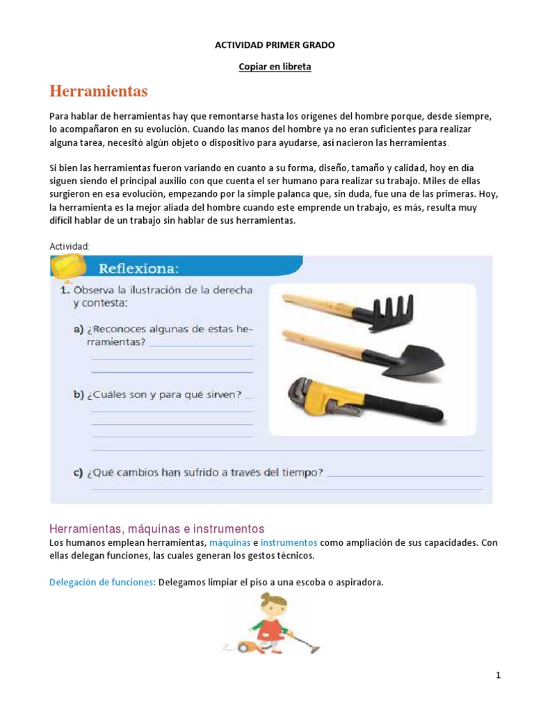 Actividad Primer Grado | PDF | Herramientas