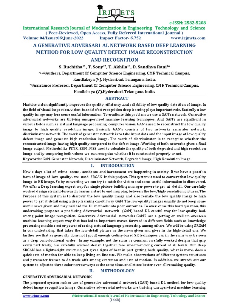 A Generative Adversari AL Network Based Deep Learning Method For Low Quality Defect Image ...