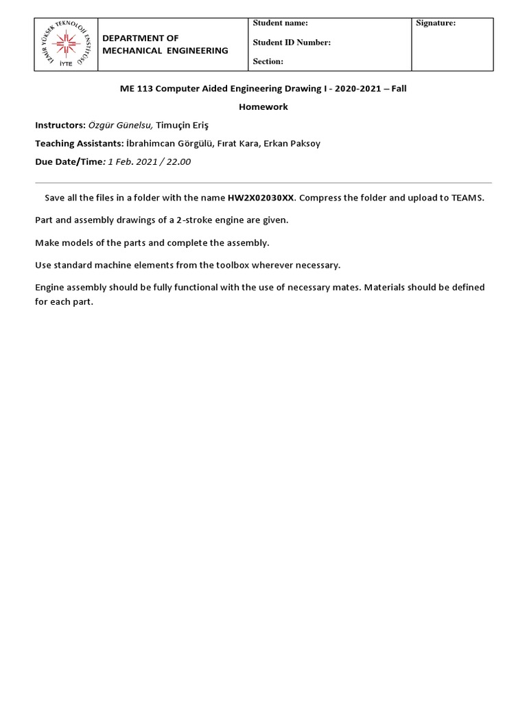 SolidWorks Engine Drawing Ex | PDF