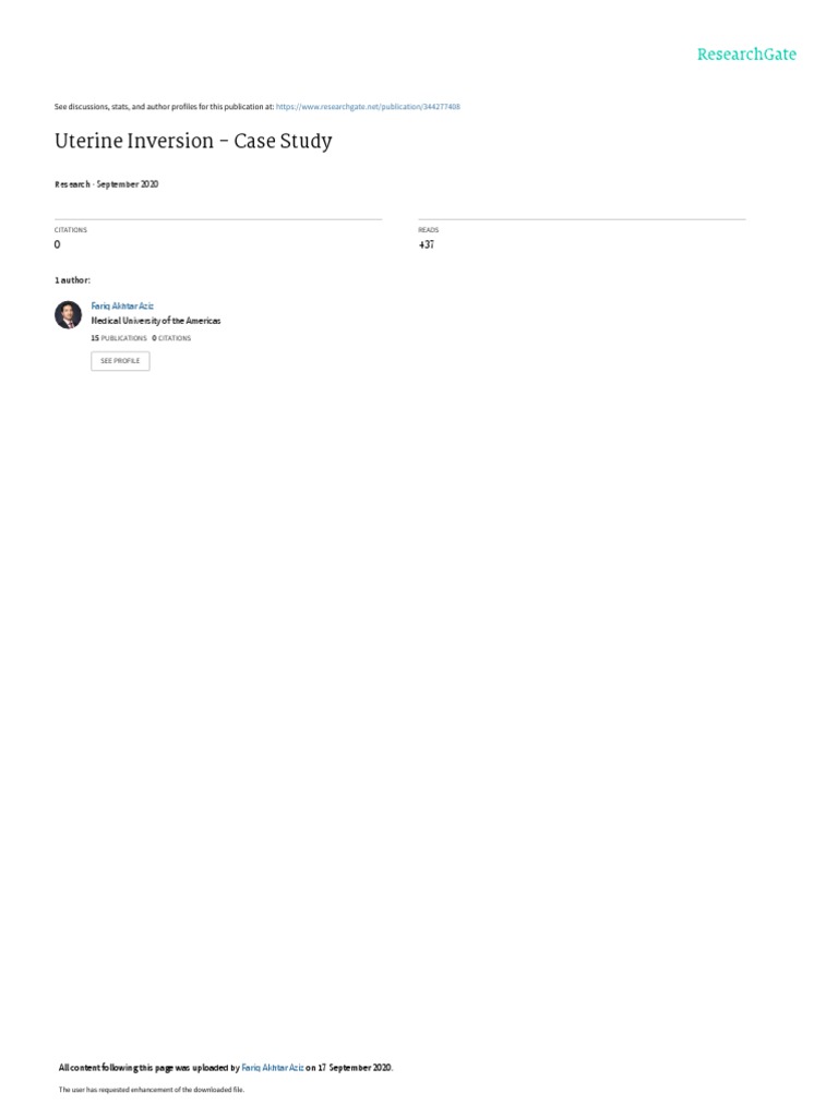 Uterine Inversion Case Study | PDF | Childbirth | Uterus