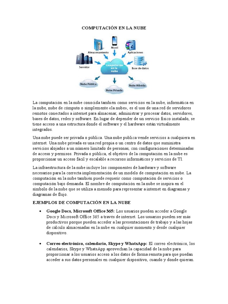 COMPUTACIÓN EN LA NUBE | PDF | Computación en la nube | Servidor ...