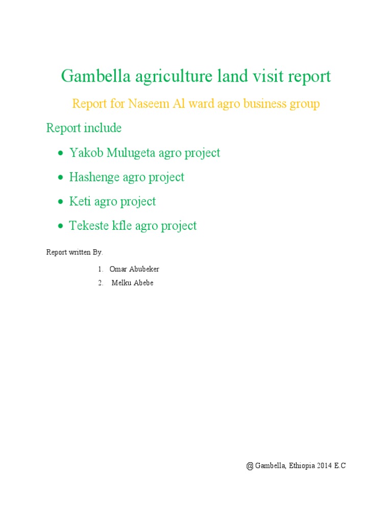 Gambella Agricultural Land Development Projects Assessment Report ...
