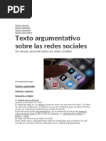 Texto Argumentativo Sobre Las Redes Sociales | PDF | Servicio de redes ...