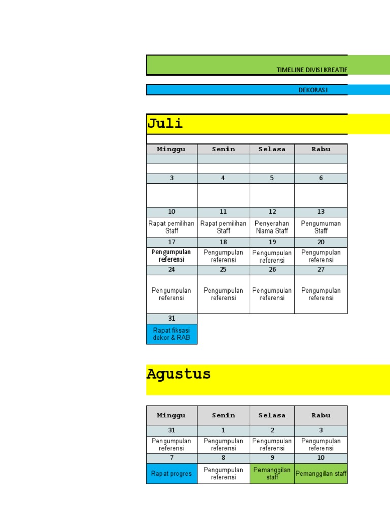 Timeline Divisi Kreatif | PDF