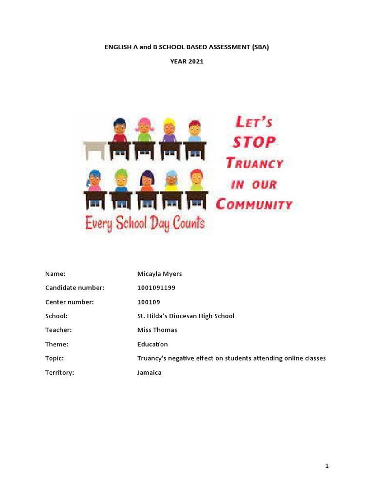 Micayla Brianna Myers English A and B SBA | PDF | Violence | Psychology