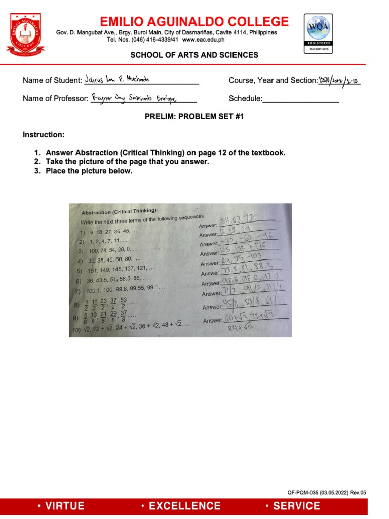 Prelim Problem Set 1 | PDF