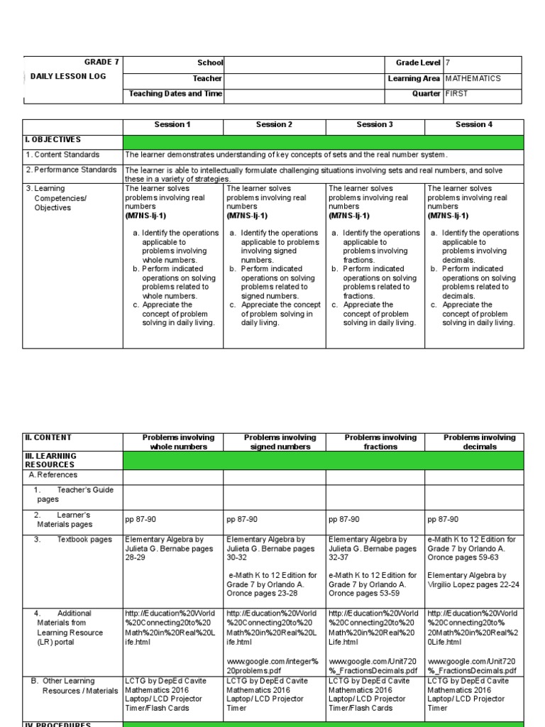 Grade 7 DLL 1st Quarter WEEK 10 | PDF | Learning | Multiplication