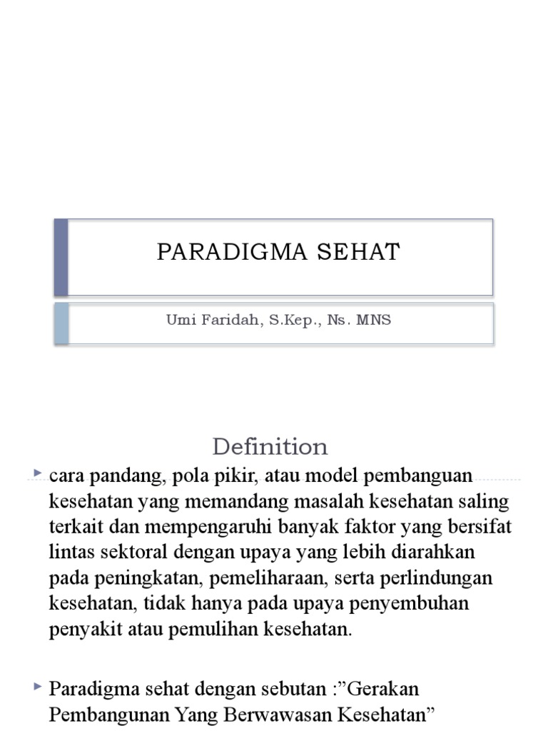 Paradigma Sehat: Pembangunan Kesehatan Holistik | PDF | Pengembangan ...