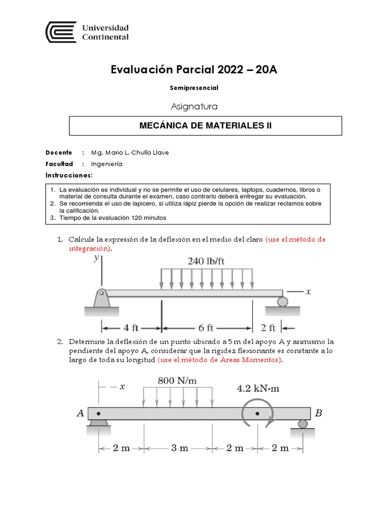 Prueba de Desarrollo Parcial Mecanicade Materiales II | PDF