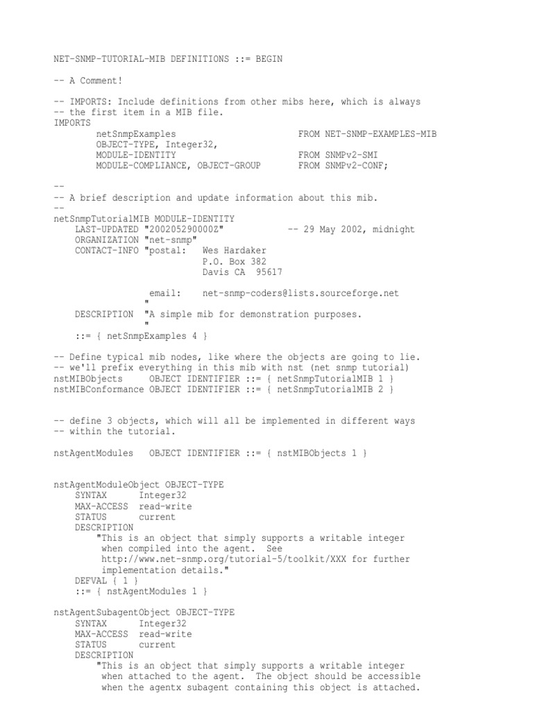 Net SNMP Tutorial Mib | PDF | Information Technology Management | Computer Data