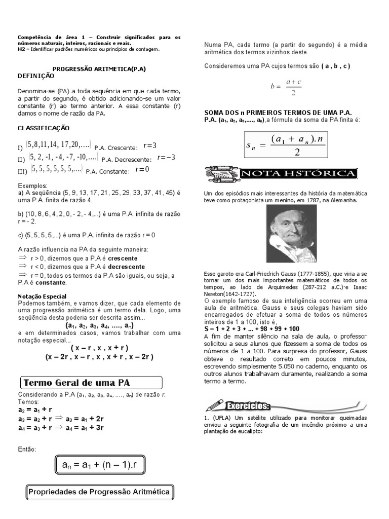 Progressão Aritmética: Conceitos Fundamentais e Aplicações | PDF ...