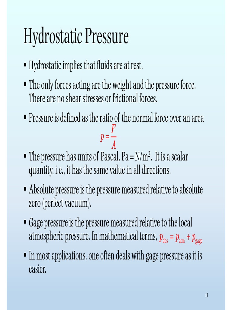 Module 2 - Hydrostatic Pressure | PDF | Pressure | Pressure Measurement