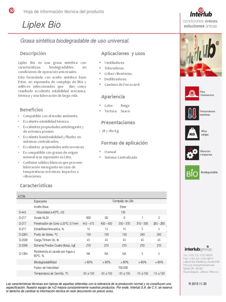 Liplex Bio | PDF | Lubricante | Naturaleza