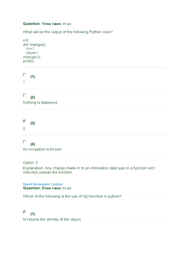 Python Code Output and Concepts Quiz | PDF | Anonymous Function ...