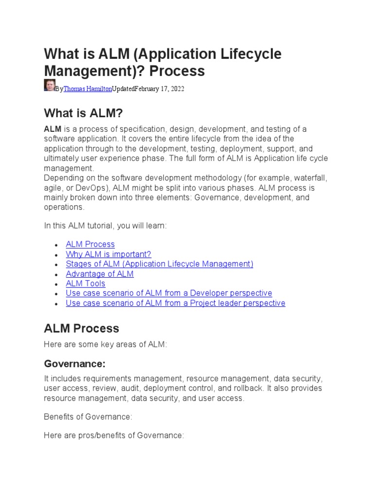 ALM Process Set-Up | PDF | Software Testing | Product Lifecycle