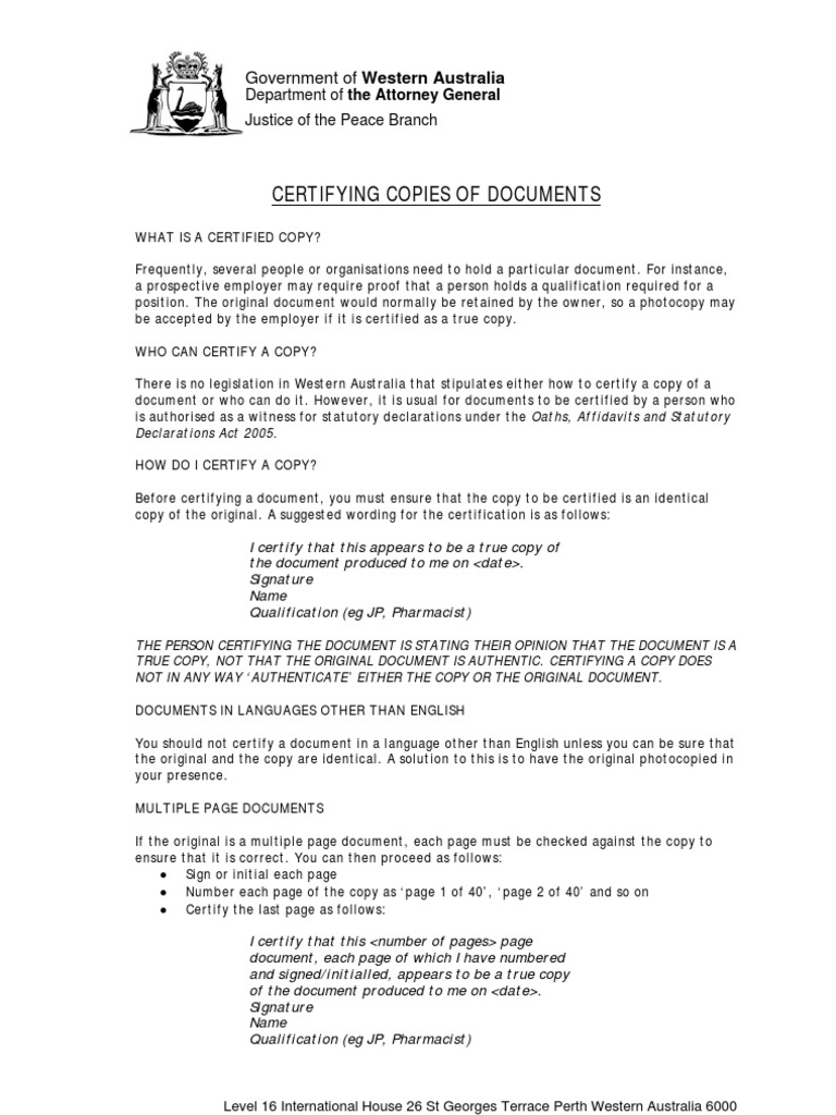 Certifying Document Copies Guide | PDF