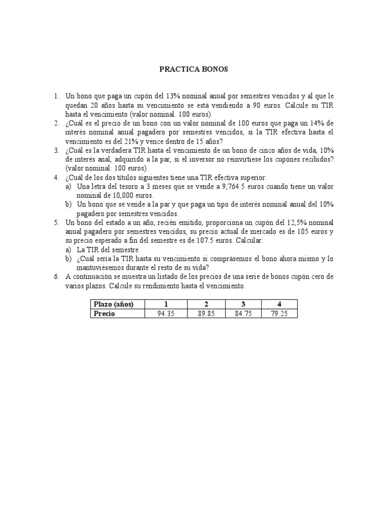 Practica Bonos | PDF