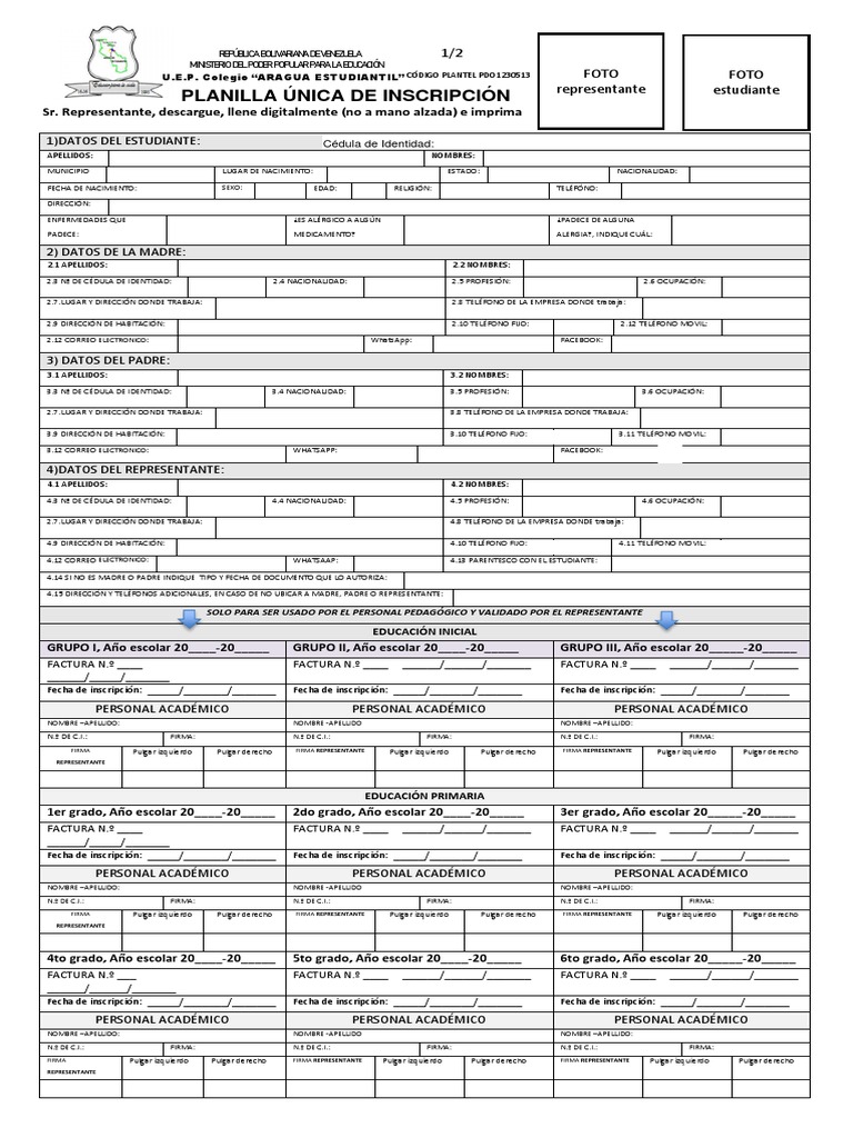 Planilla-Unica-De-Inscripcion-Uecae - 2022-2023 - DR | PDF | Justicia | Crimen y violencia