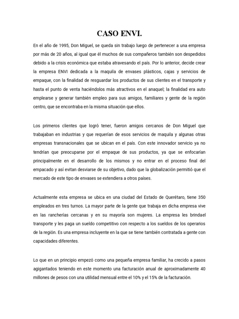 Caso Envi | PDF | Business | Toma de decisiones