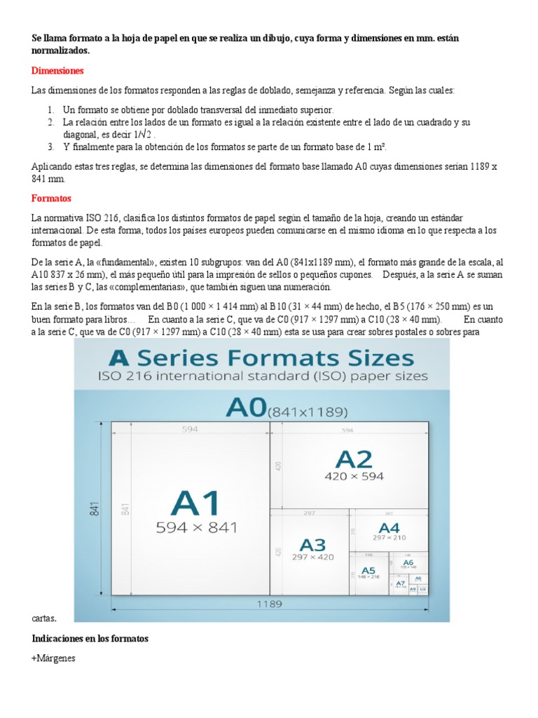 Dimensiones y formatos de laminas A0 a A10 | PDF