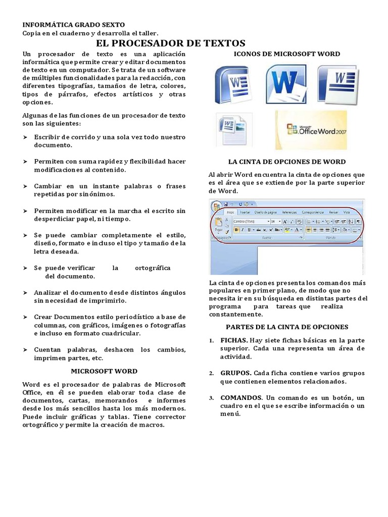 Informatica Grado Sexto | PDF | Procesador de textos | Microsoft Word