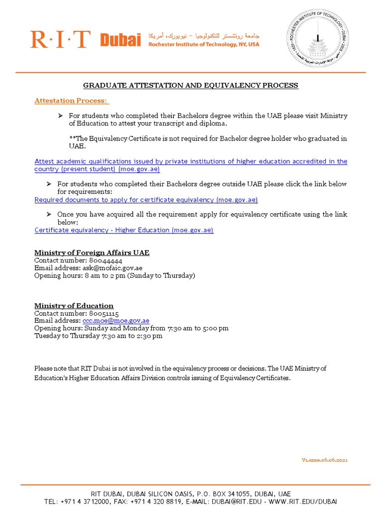 Masters - Guide in Attestation and Equivalency Process | PDF