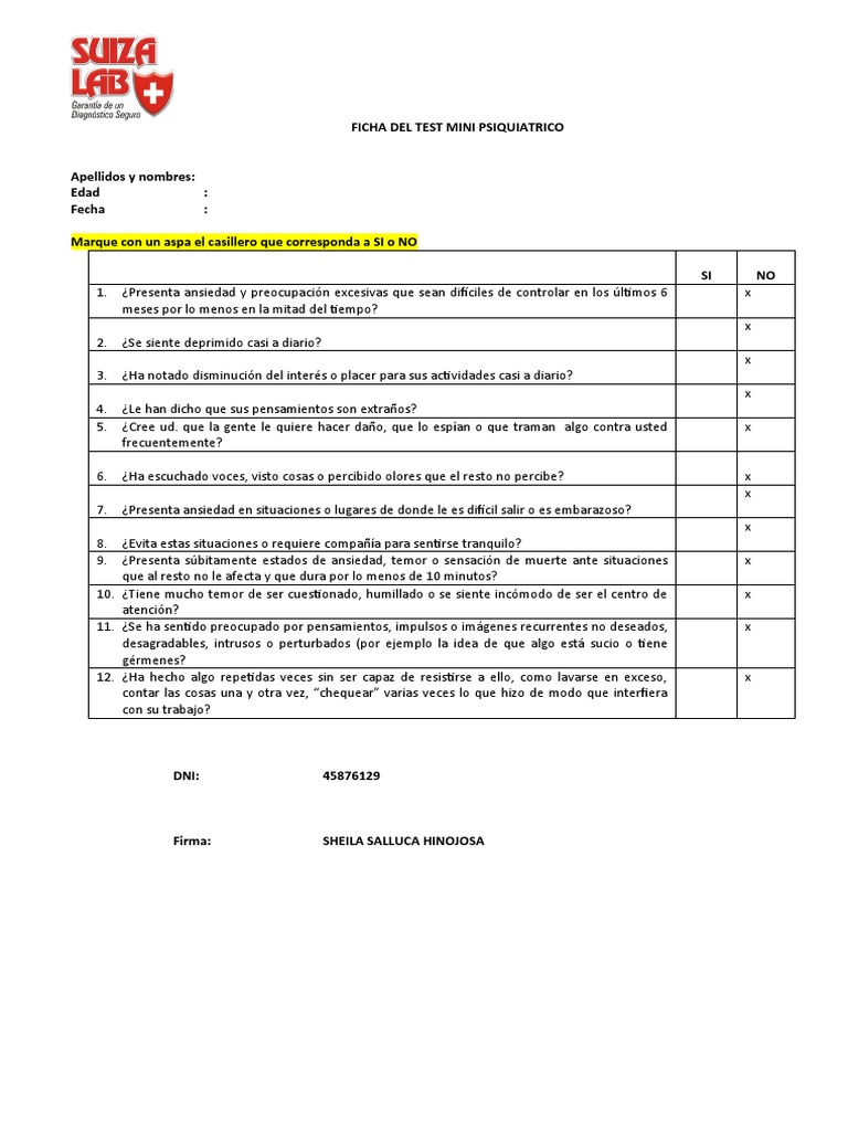 FORMATO PS - SUIZA LAB (Empresas OCUP) ANUAL 2022 | PDF | Las emociones | Medicina CLINICA