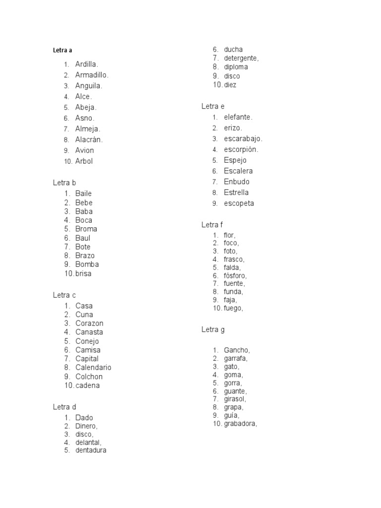 Palabras Con Abecedario | PDF