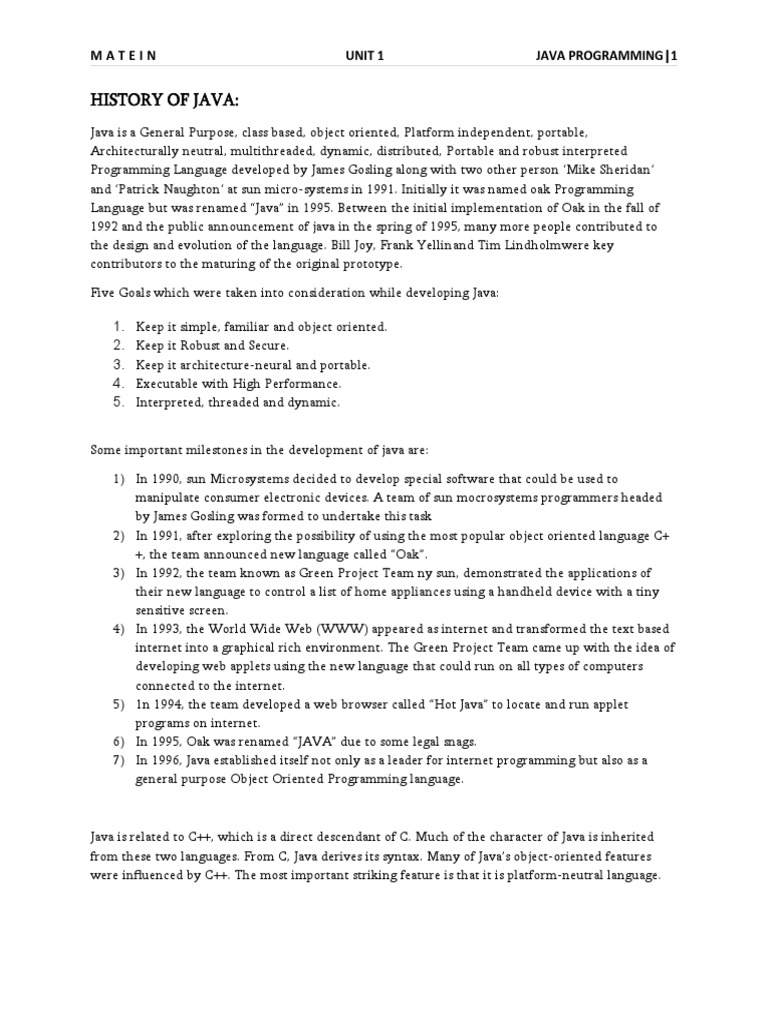 Java UNIT 1-1 | PDF | Java Virtual Machine | Java (Programming Language)