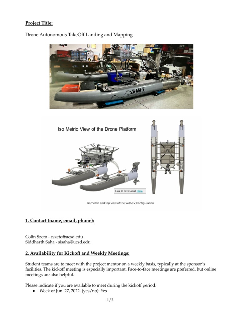 06 Triton AI ECE191 Drone Autonomous TakeOff Landing and Mapping Project Proposal | PDF ...